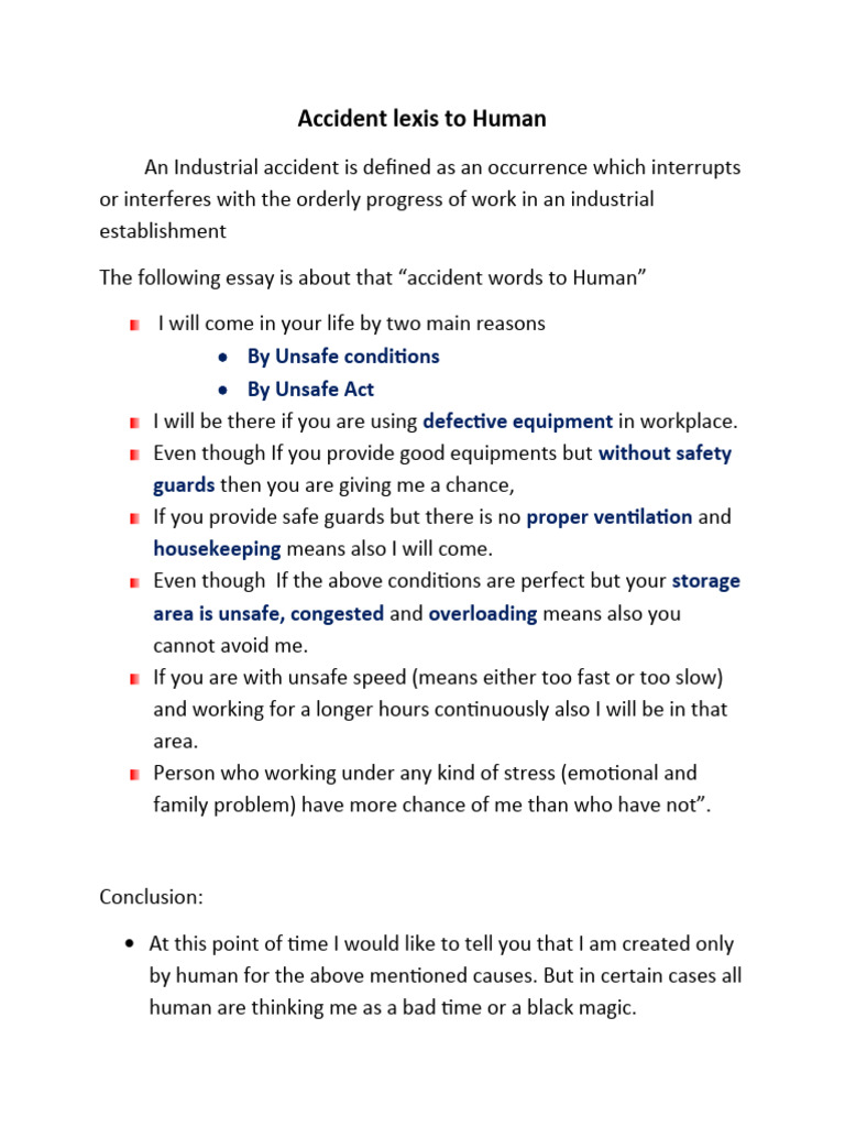 Accidents Words To Human | PDF | Self-Improvement