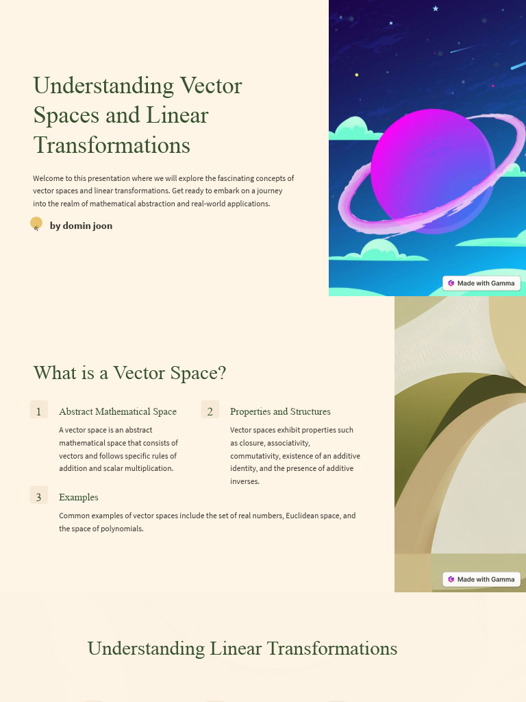 Understanding Vector Spaces and Linear Transformations | PDF