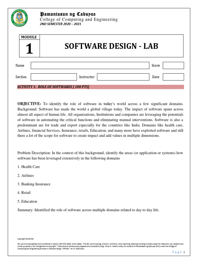 Cpp106-Module - 1 - Lab1 (1) (20230126095724) | PDF | Computers
