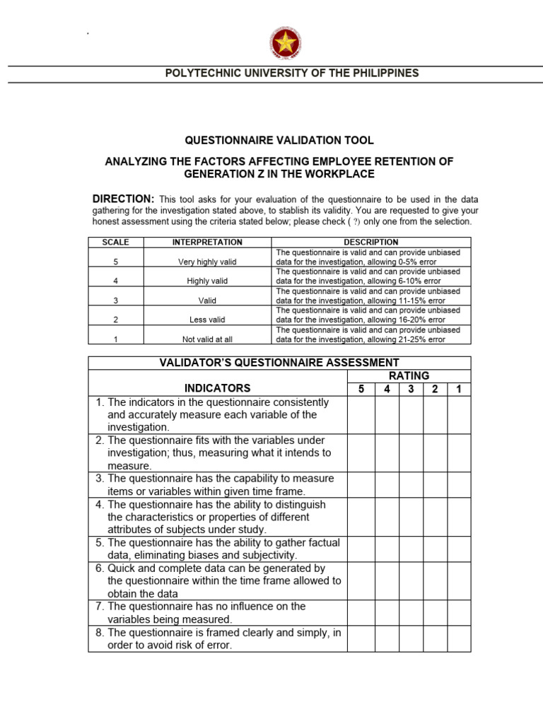 Validation Instrument | PDF | Questionnaire | Bias