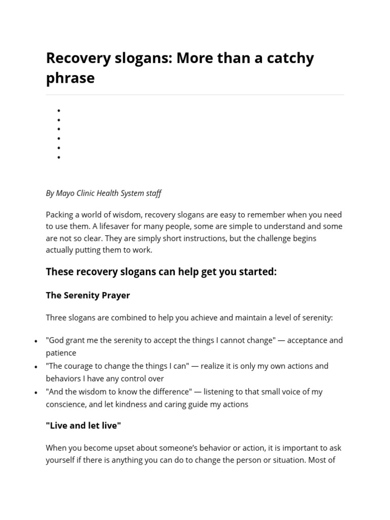 Meaningful Recovery Slogans Explained | PDF