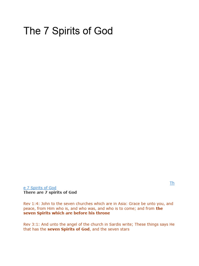 The Seven Spirits of God Explained | PDF | Foreign Language Studies