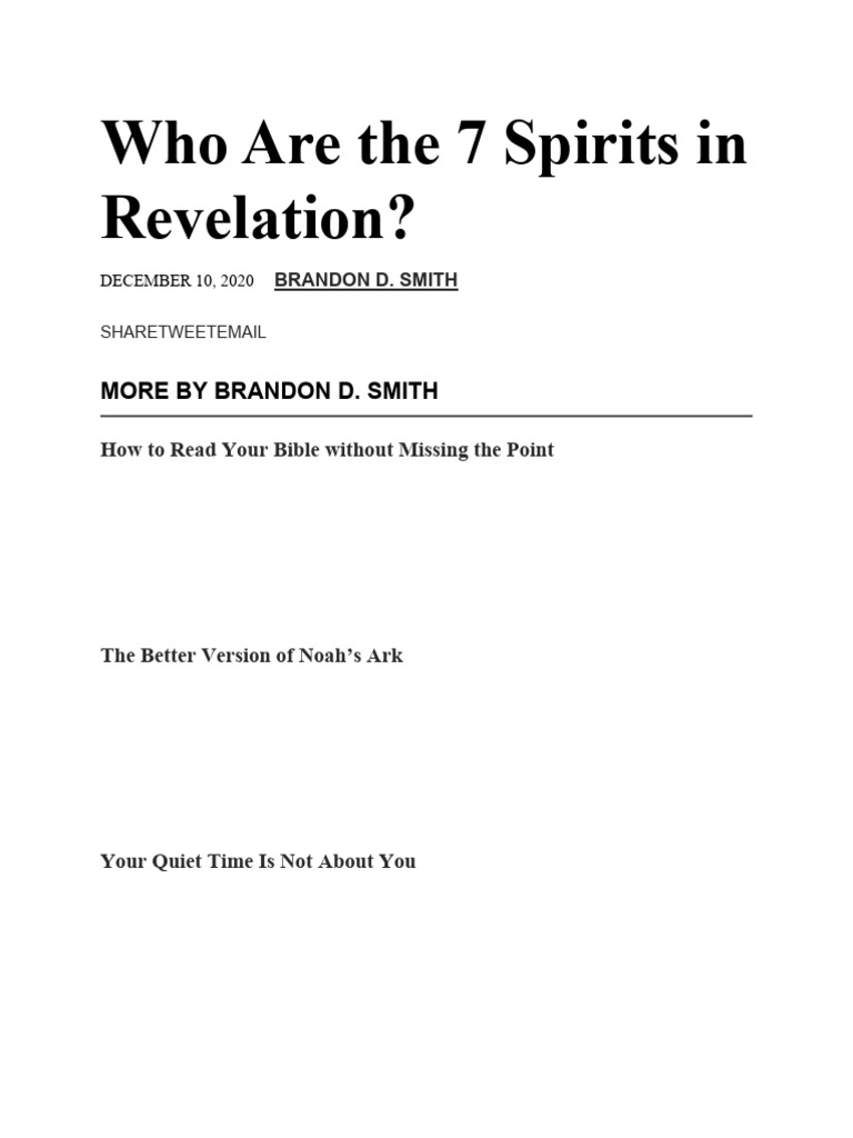 Who Are The 7 Spirits in Revelation | PDF