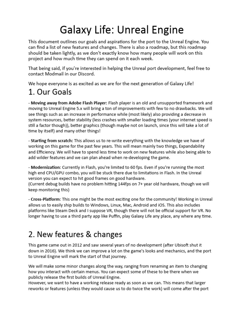 Galaxy Life Unreal Engine Development Plan | PDF | Games & Activities ...