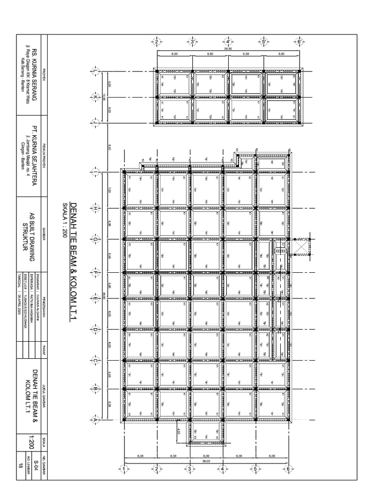 18. Denah Tie Beam & Kolom Lantai 1 | PDF