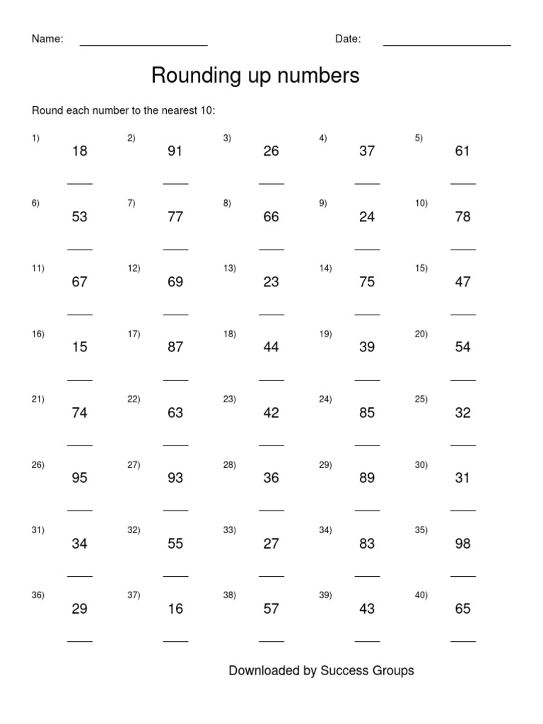 Y6 Math Rounding Worksheets Oct112018 | PDF