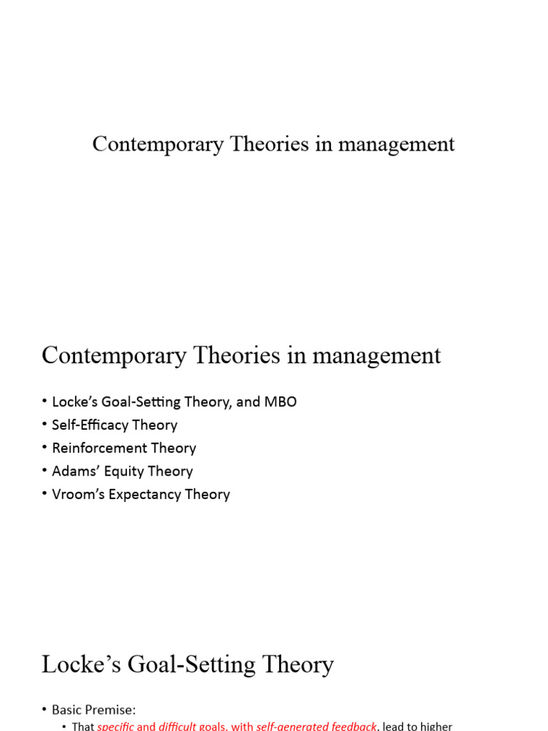 11. Motivation Contemprory theories | PDF | Goal Setting | Goal