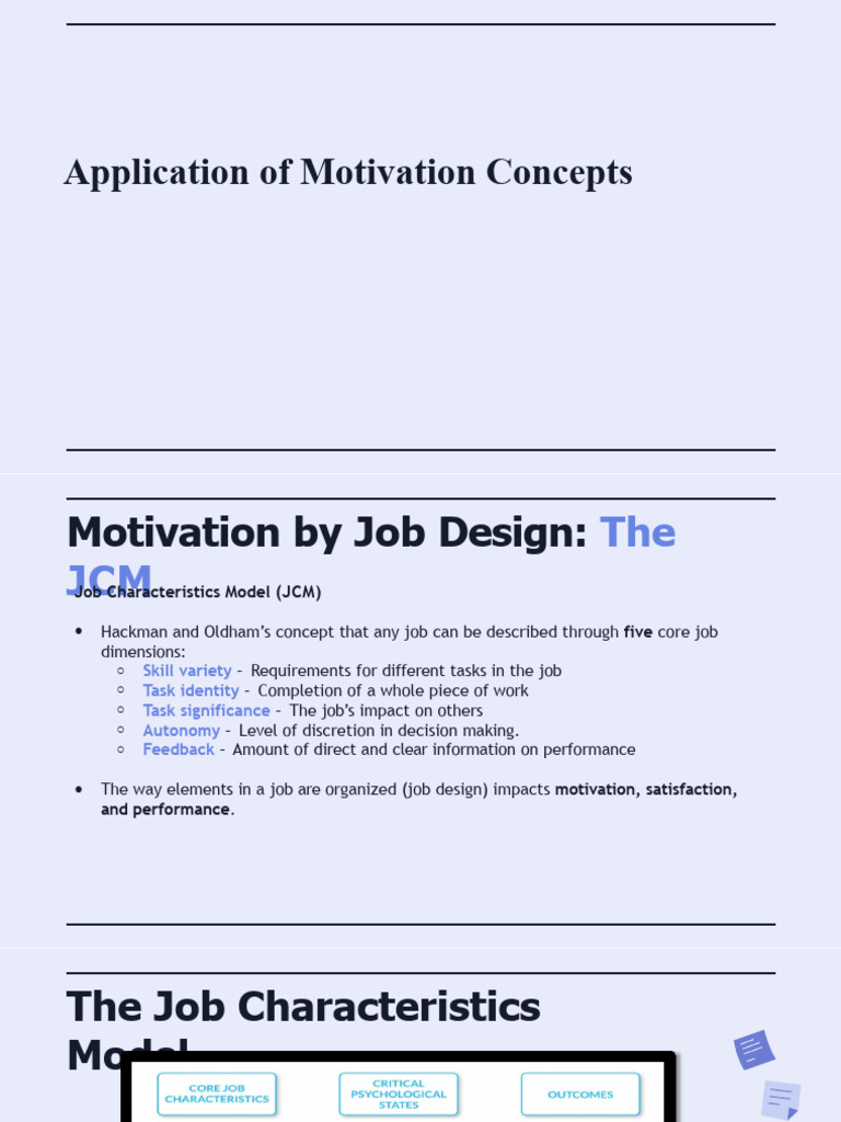 Application of MOTIVATION CONCEPTS | PDF | Motivational | Motivation