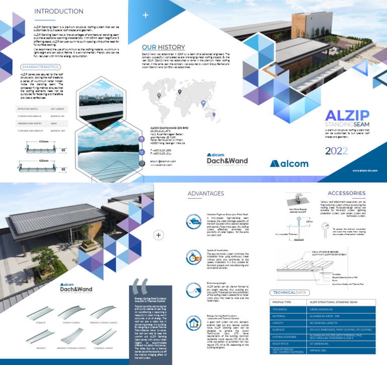 Alcom D&W ALZIP Brochure | PDF | Roof | Building Technology