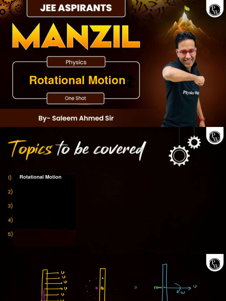 Rotational Motion - Class Notes (One Shot) - Manzil JEE 2024 | PDF