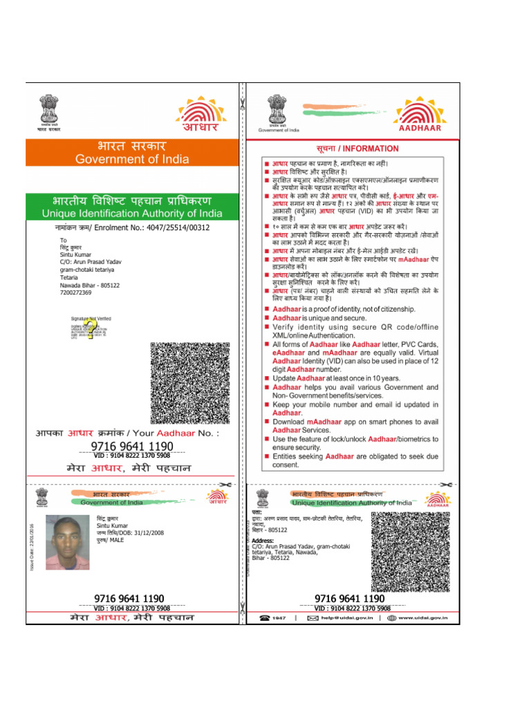 Sintu Aadhaar | PDF