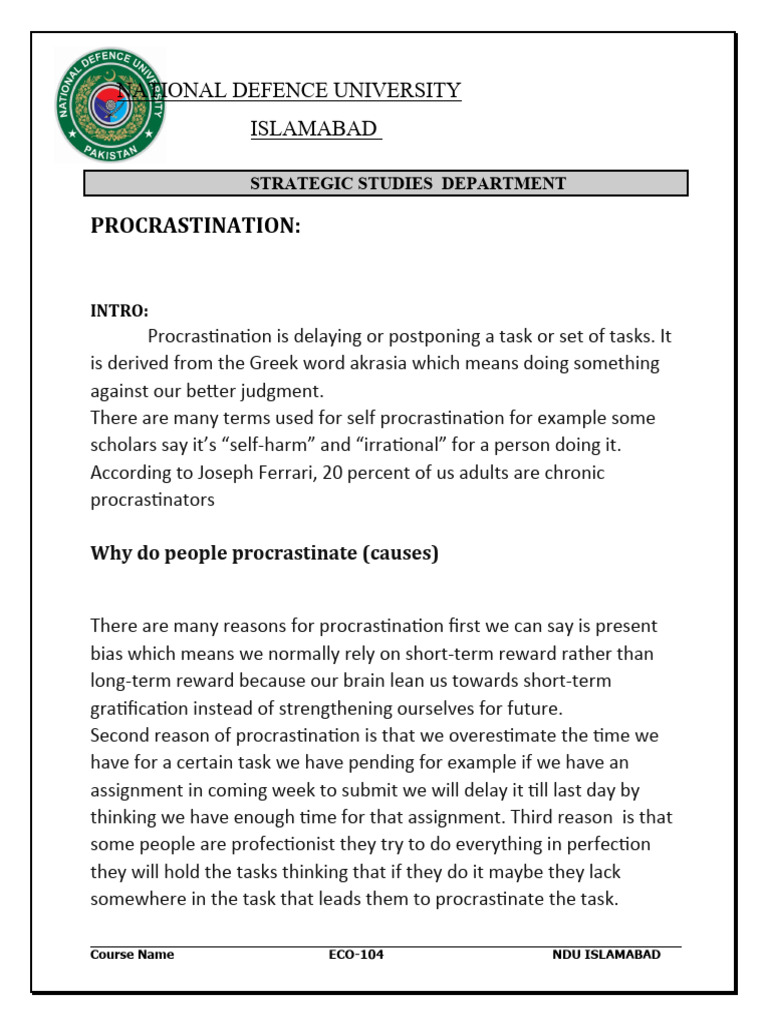PROCRASTINATION | PDF