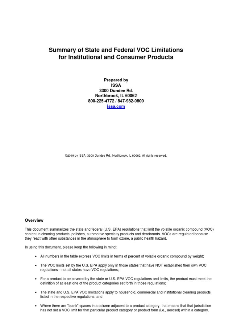 VOC Limits Summary 19 | PDF | Volatile Organic Compound | Lubricant