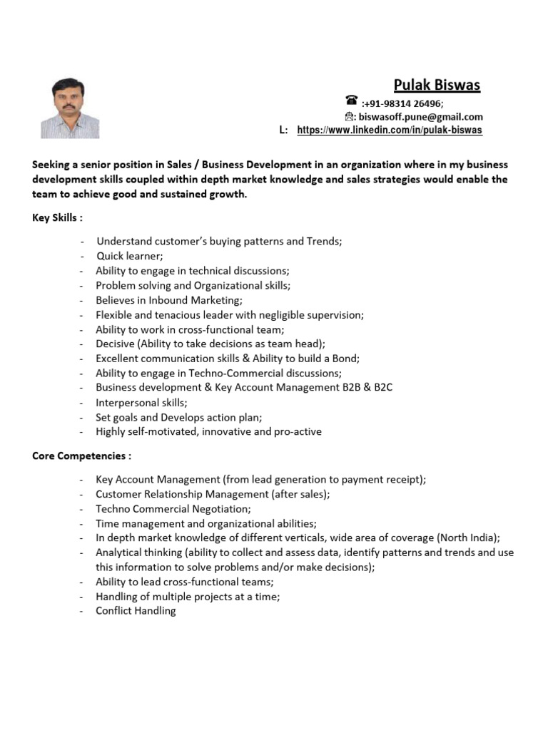 Pulak Biswas Rev 7.12.23 | PDF | Sales | Customer Relationship Management