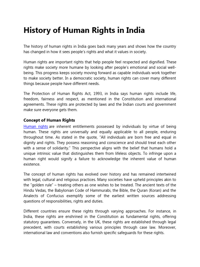 History of Human Rights in India | PDF | Human Rights | International ...