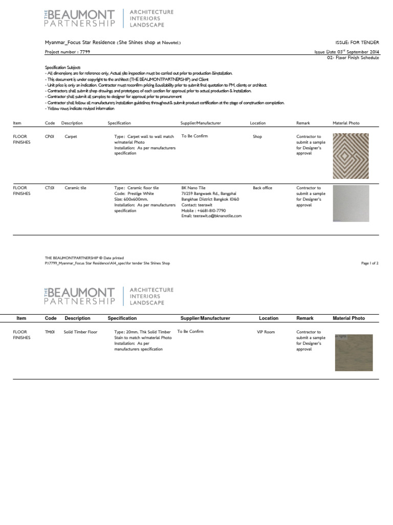 02 - Floor Finishes Schedule | PDF