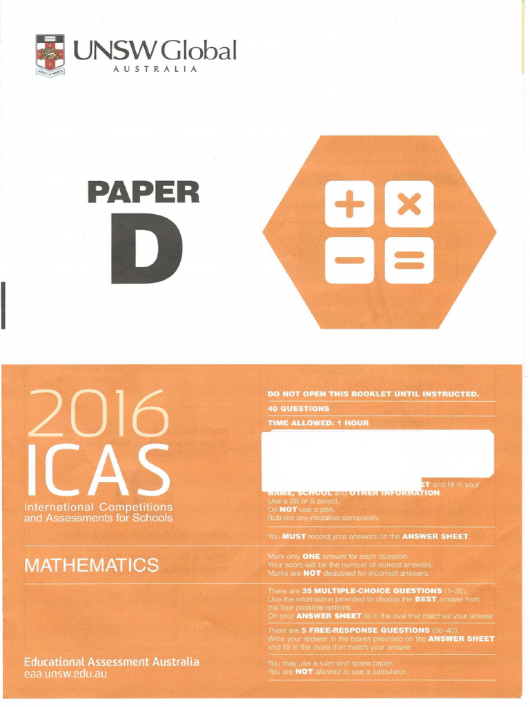 Maths D 2016 | PDF | Area | Mathematics