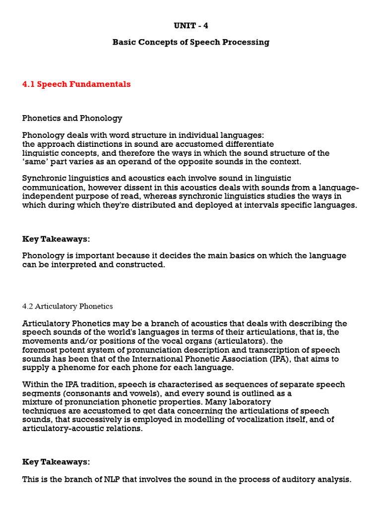 NLP Unit-4-Basic-Concepts-Of-Speech-Processing | PDF