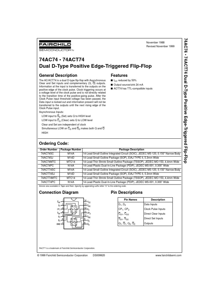 74AC74 | PDF | Electronic Engineering | Electronics