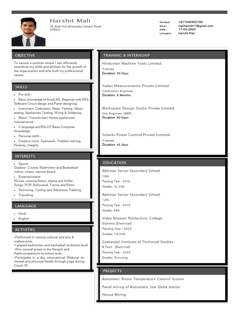 Harshit Mali Resume | PDF Harshit Mali Resume | PDF