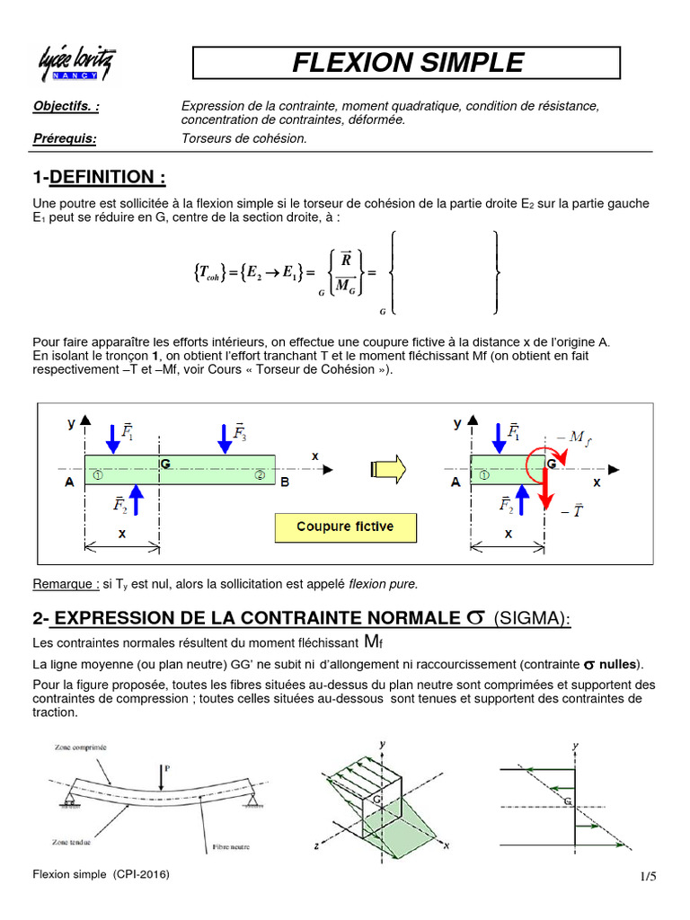 Cours Flexion Simple (CPI-2016) | PDF