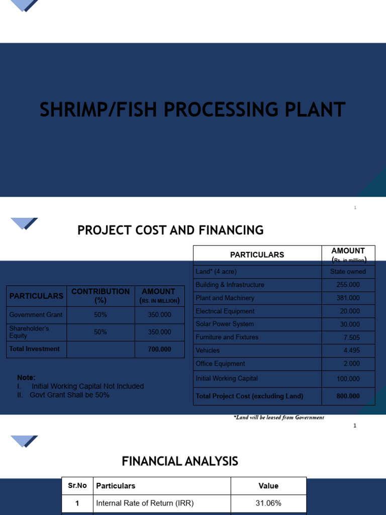 Shrimp and Fish Processing Plant Costs | PDF