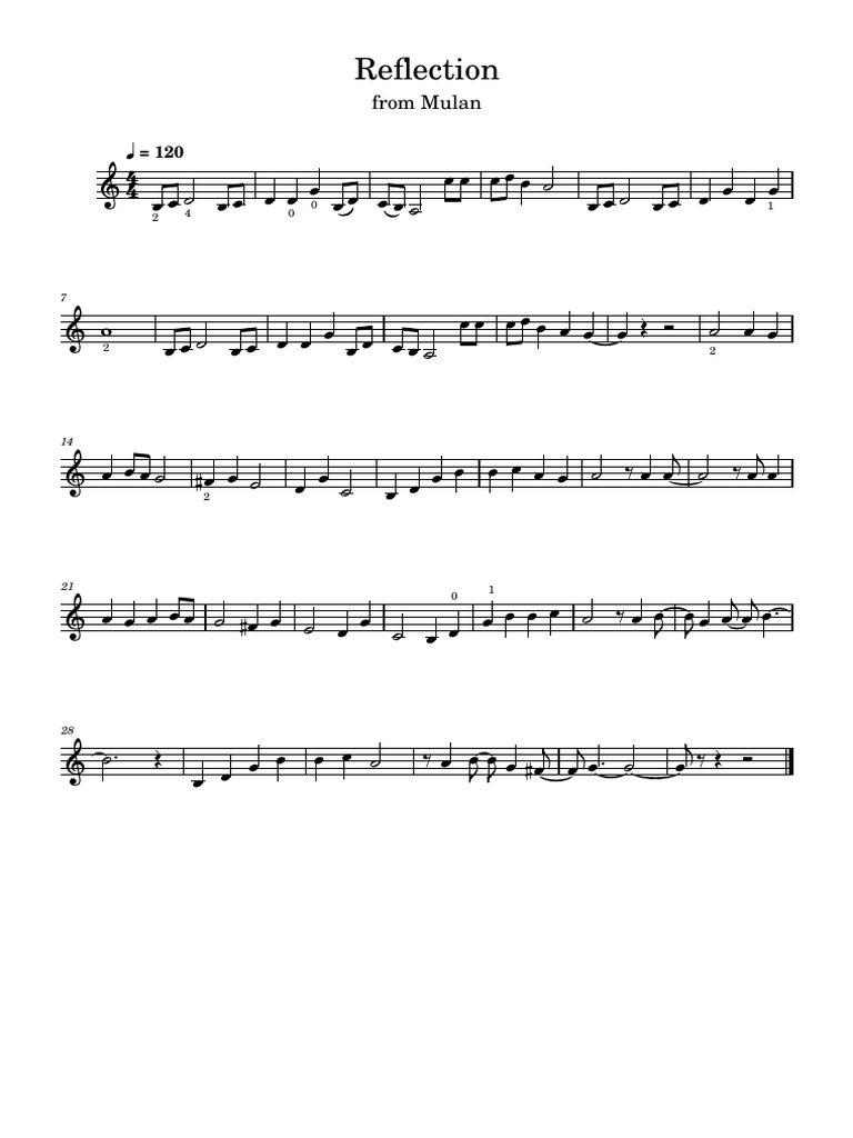 Reflection MULAN for violin solo Arr. | PDF