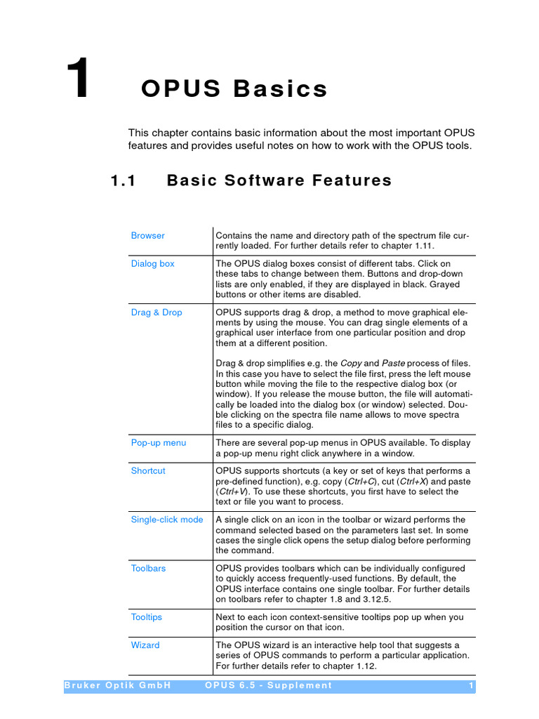 OPUS Basics: 1 - 1 Basic Software Features | PDF