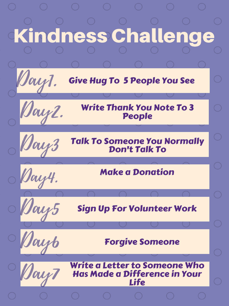 7-Day Kindness Challenge Activities | PDF
