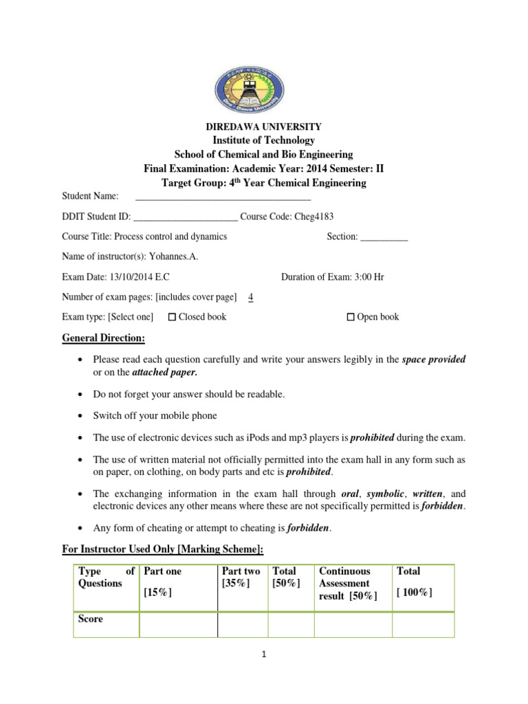 Control Final Exam 2014 | PDF | Control Theory | Damping