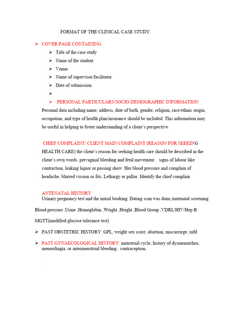 Case Study Format | PDF | Medical Diagnosis | Physical Examination