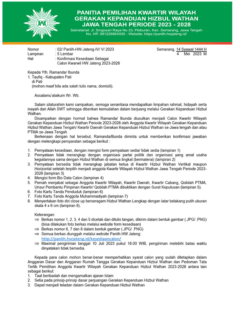 02 Surat Kesediaan | PDF