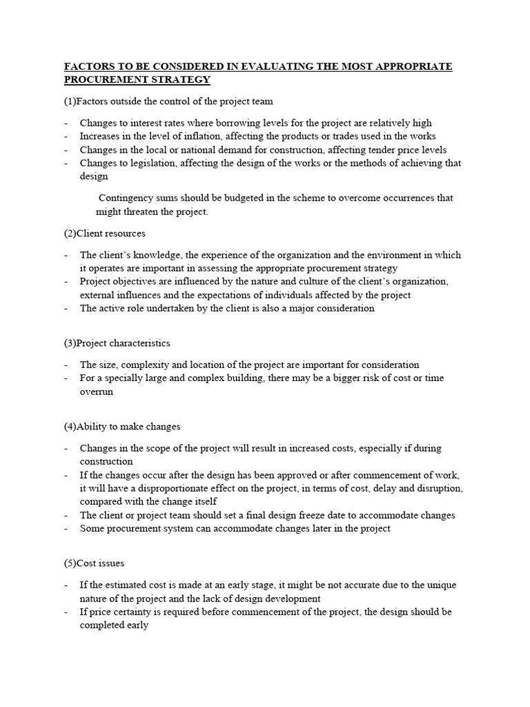 Factors in Evaluating Procurement | PDF Factors in Evaluating Procurement | PDF