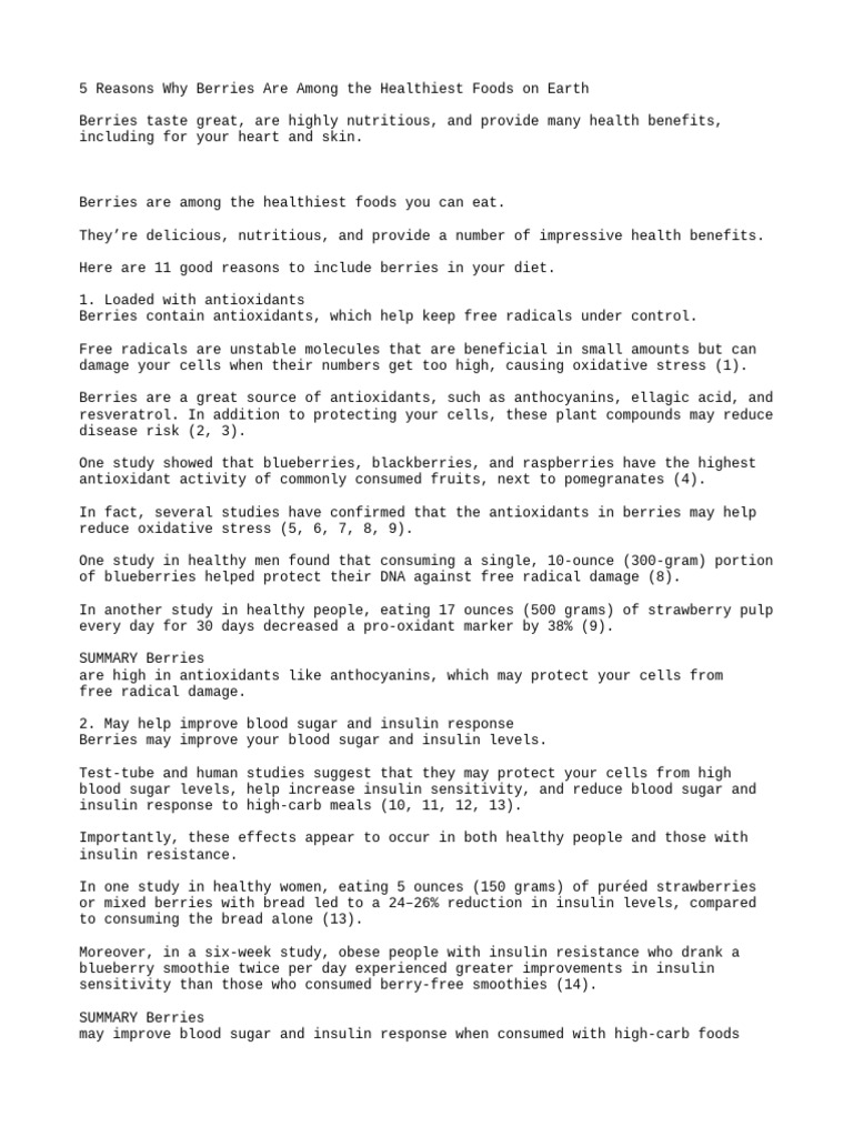 5 Reasons Why Berries Are Among The Healthiest Foods On Earth | PDF ...