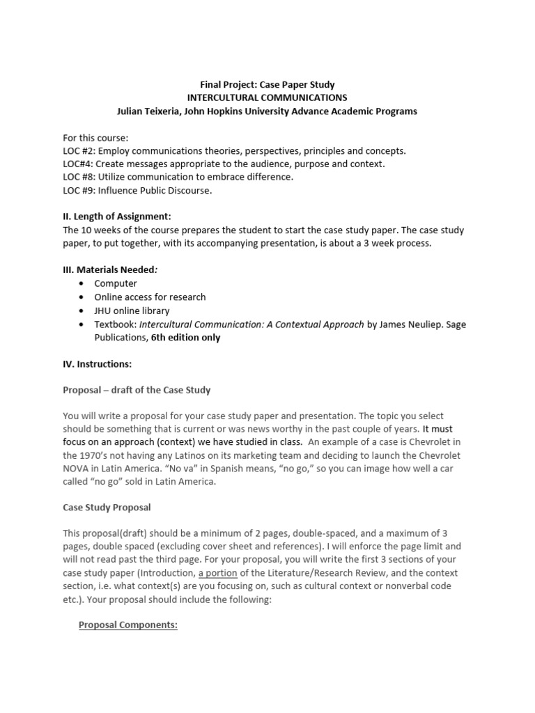 Teixeria-Intercultural Communications Case Paper Study | PDF | Communication | Cross Cultural ...