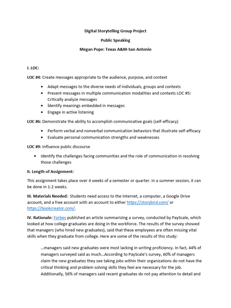 Pope-Digital Storytelling Group Project | PDF