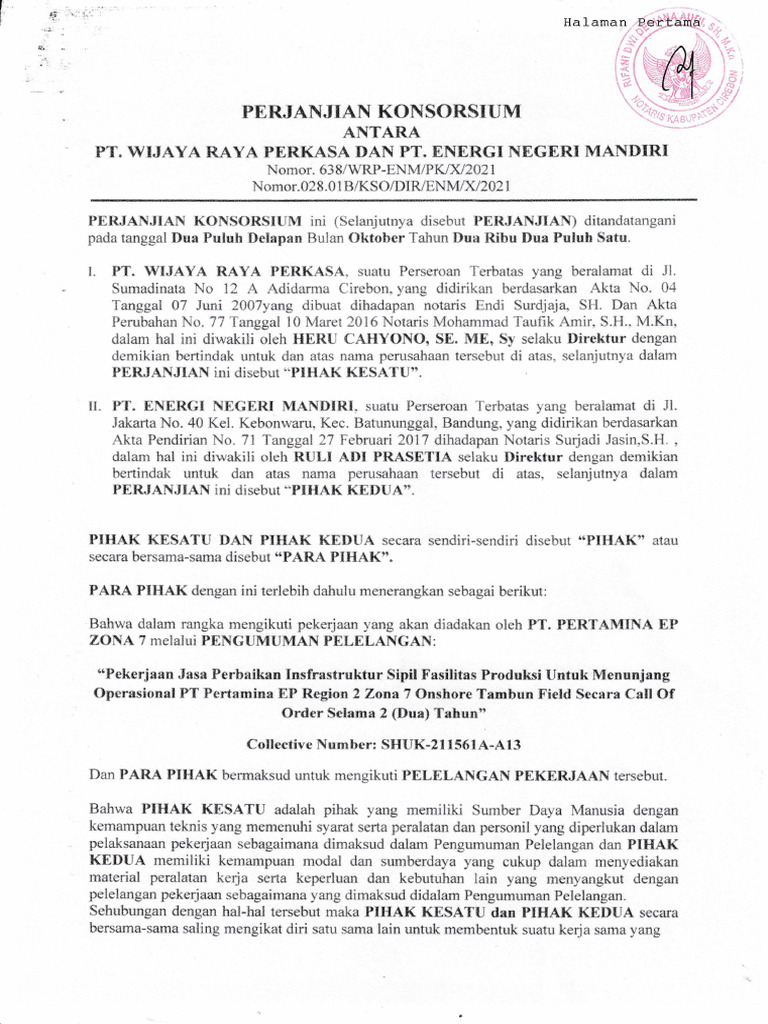 Perjanjian Konsorsium | PDF