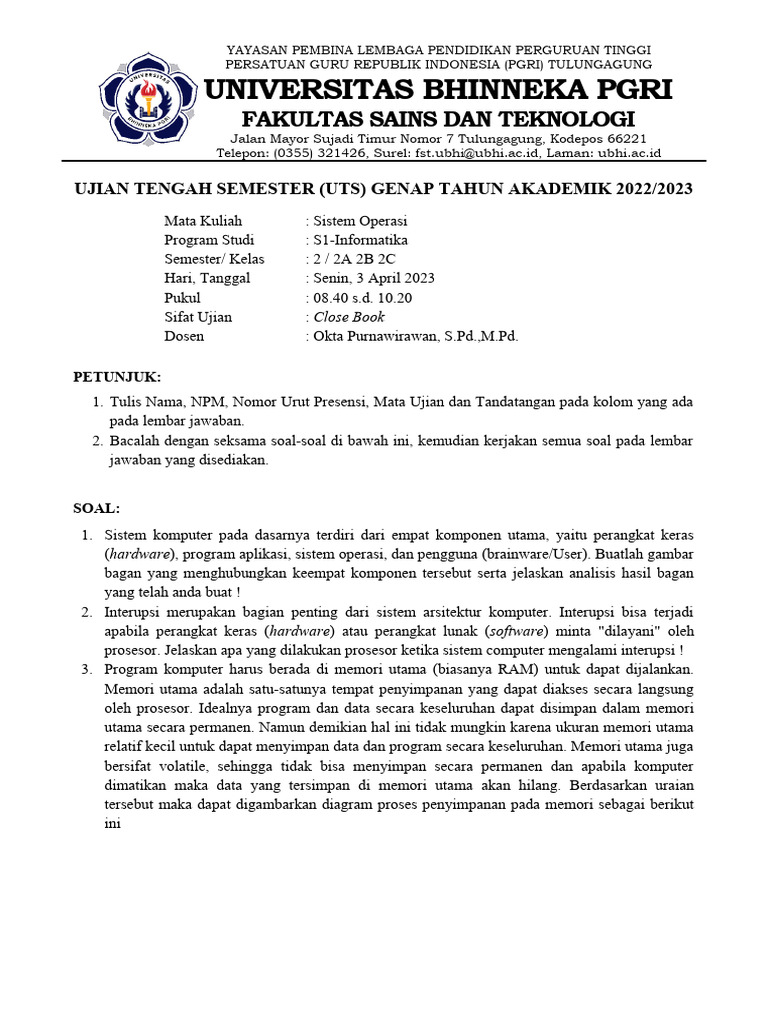 Soal UTS Sistem Operasi | PDF