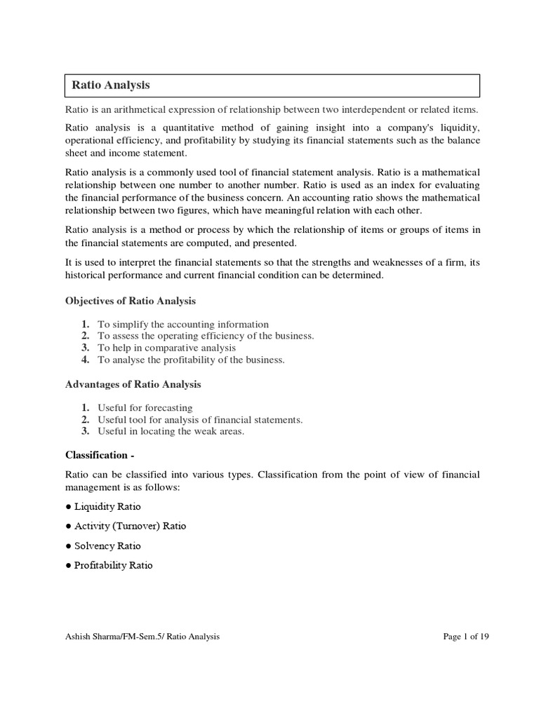 Ratio Analysis PDF | PDF