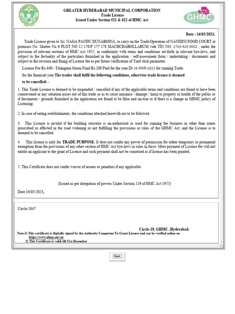 Provisional Trade License | PDF