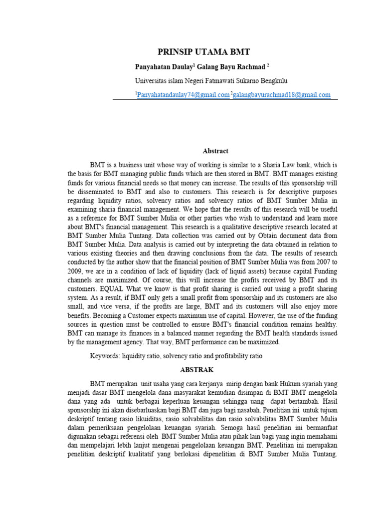 PRINSIP UTAMA BMT Kelompk 2 | PDF