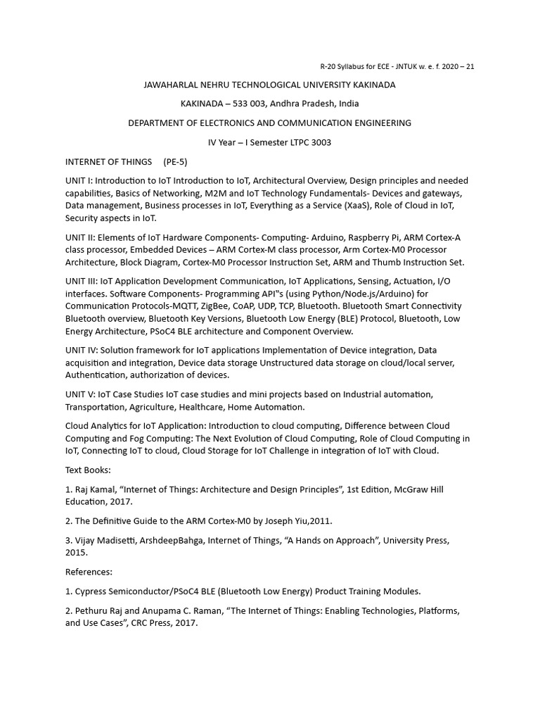 R20 IoT SYLLABUS | PDF | Internet Of Things | Cloud Computing