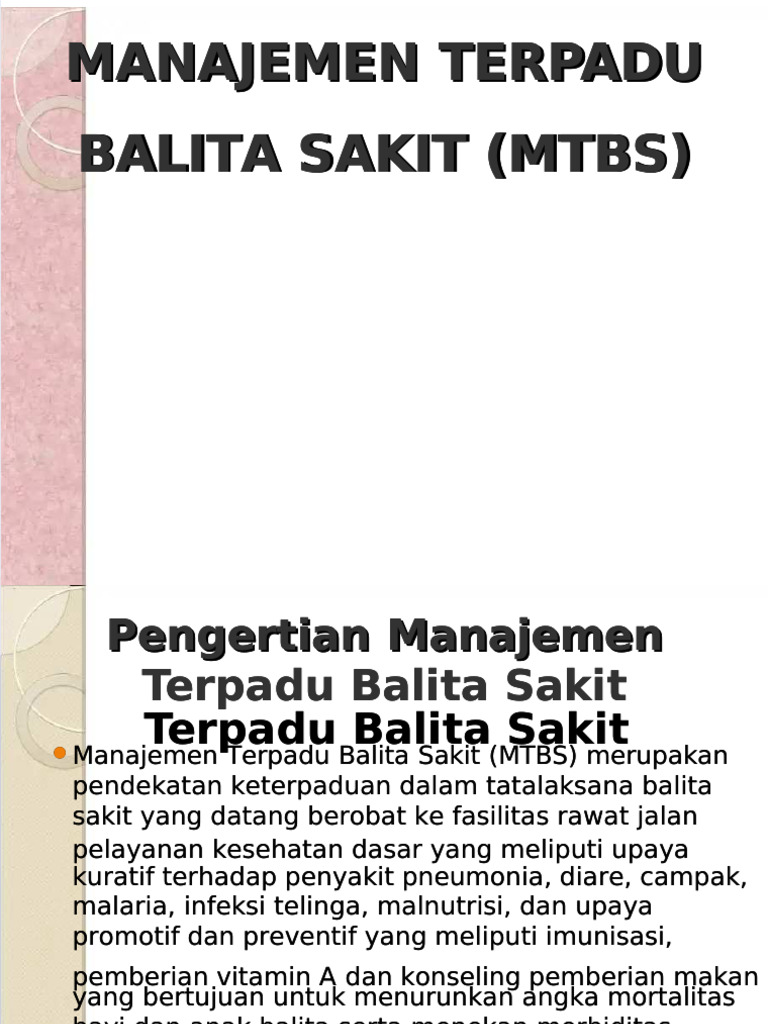PDF Manajemen Terpadu Balita Sakit Mtbs - Compress | PDF