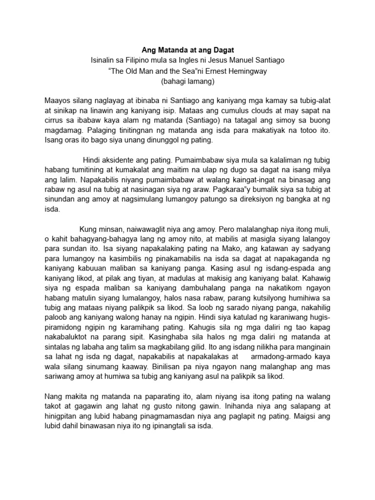 Ang Matanda at Ang Dagat | PDF