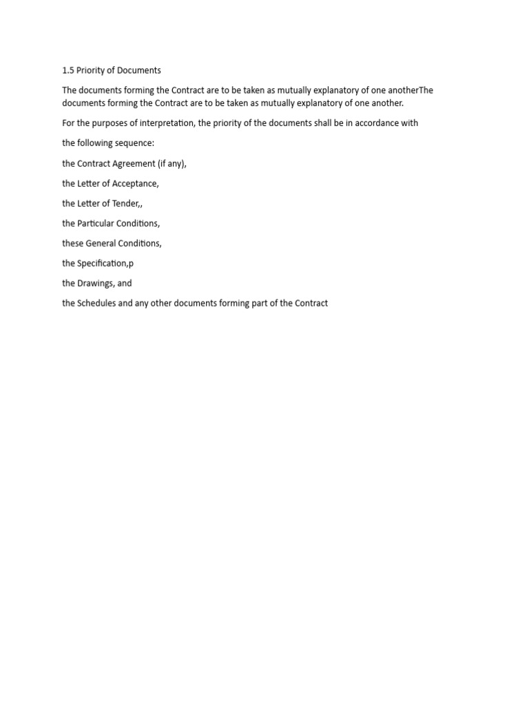 Priority of Contract Documents | PDF
