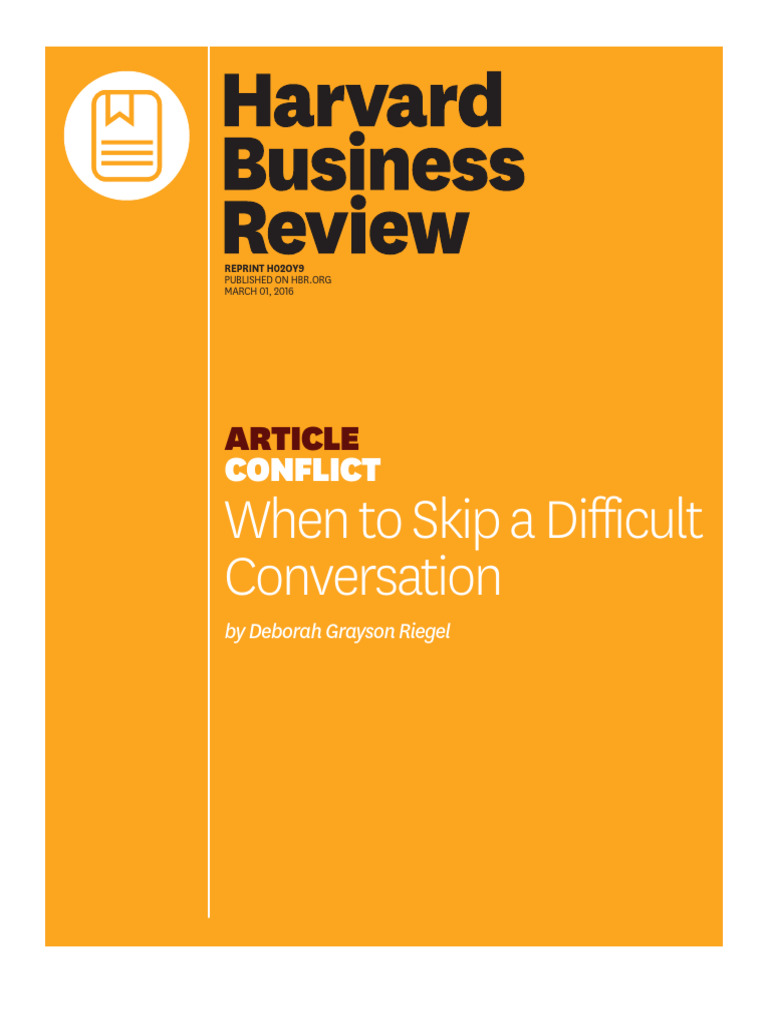 When To Skip A Difficult Conversation | PDF