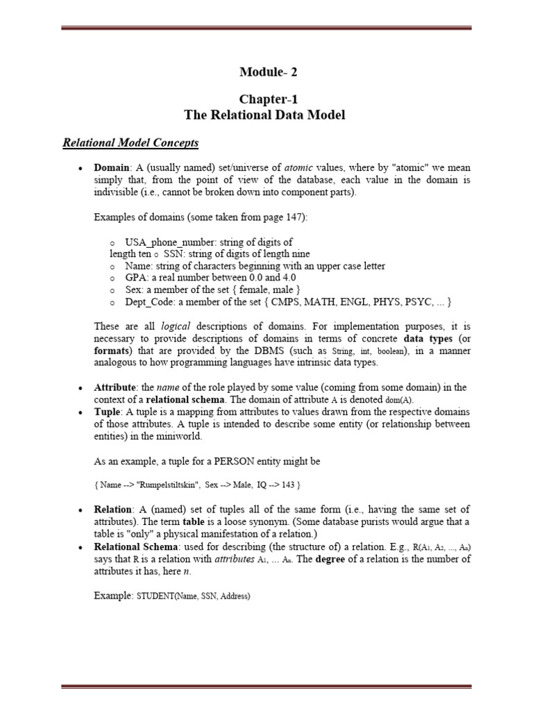 Module-II - DBMS Chapter 1,2 | PDF | Science & Mathematics