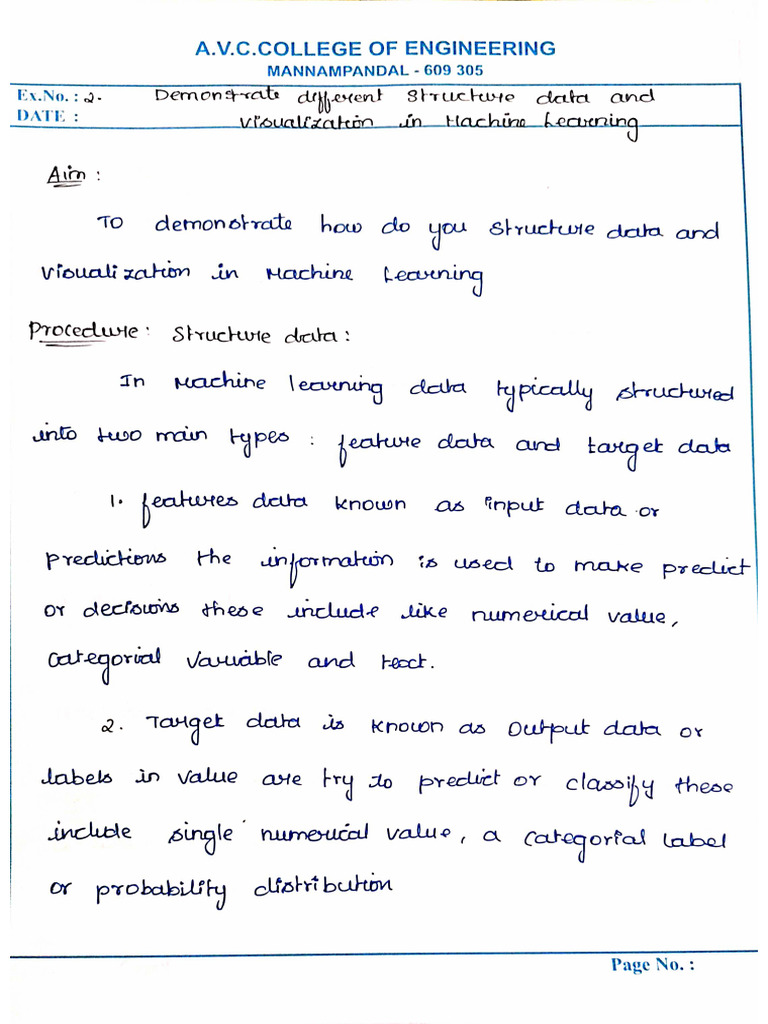 Machine Learning Program (Aim Procedure) | PDF