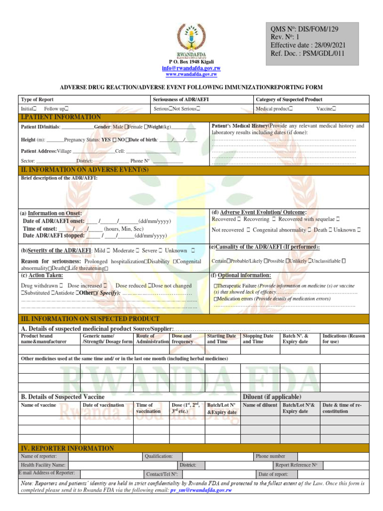 ADR AEFI Reporting Form | PDF