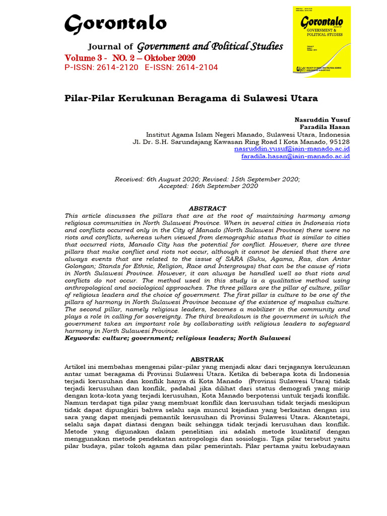 Pilar-Pilar Kerukunan Beragama Di Sulawesi Utara | PDF | Indonesia